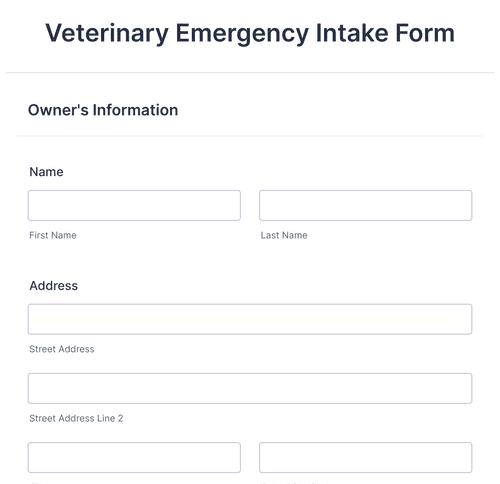 Veterinary Emergency Intake Form Template | Jotform