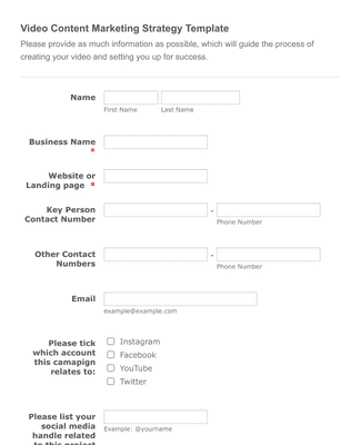 Video Content Marketing Strategy Template Form Template | Jotform