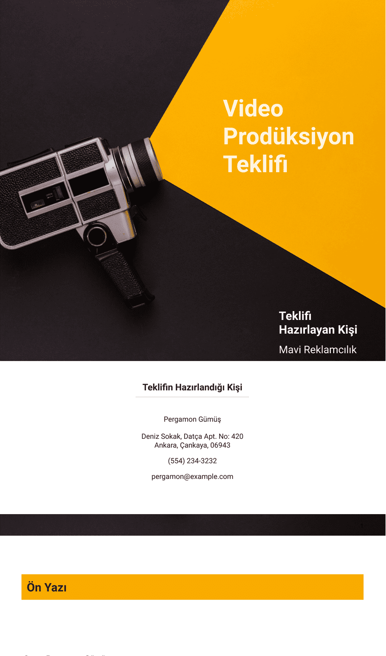 Video Prodüksiyon Teklif Şablonu - PDF Şablonları | Jotform