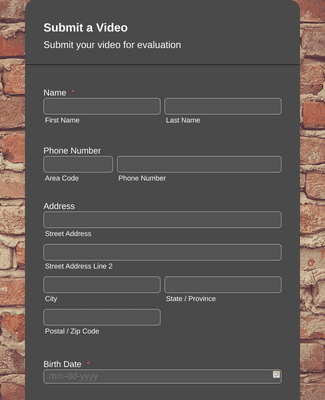 Video Submission Form Template | Jotform