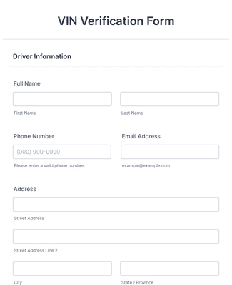 VIN Verification Form Template | Jotform