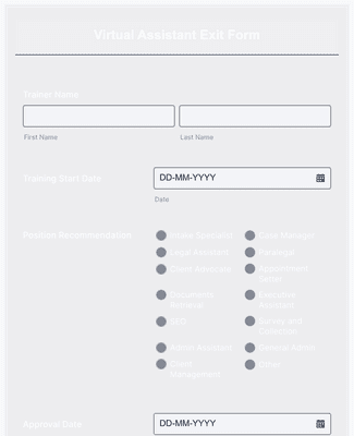 Virtual Assistant Exit Form Template | Jotform