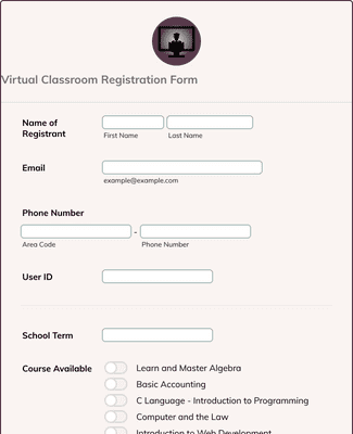 Virtual Classroom Registration Form Template | Jotform
