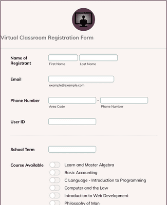 Virtual Classroom Registration Form Template | Jotform