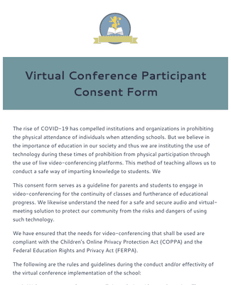 Virtual Conference Participant Consent Form Template | Jotform