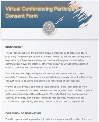 Virtual Conferencing Participant Consent Form Template | Jotform