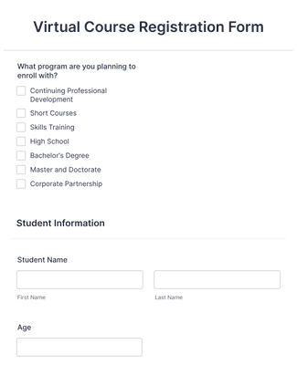 Virtual Course Registration Form Template | Jotform