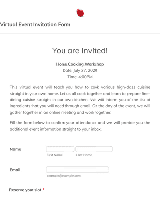 Virtual Event Invitation Form Template | Jotform