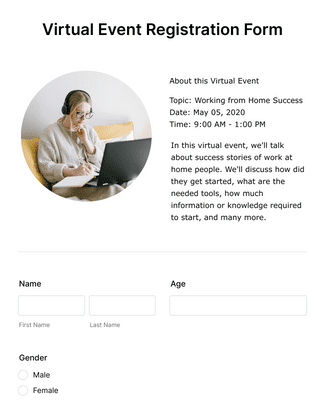Virtual Event Registration Form Template | Jotform