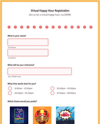 Virtual Happy Hour Registration Form Template | Jotform