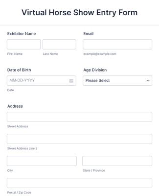 Virtual Horse Show Entry Form Template | Jotform