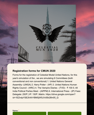 Virtual MUN Registration Form Template | Jotform