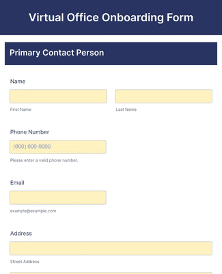 Virtual Office Onboarding Form Template | Jotform