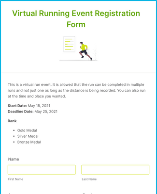 Virtual Running Event Registration Form Template | Jotform