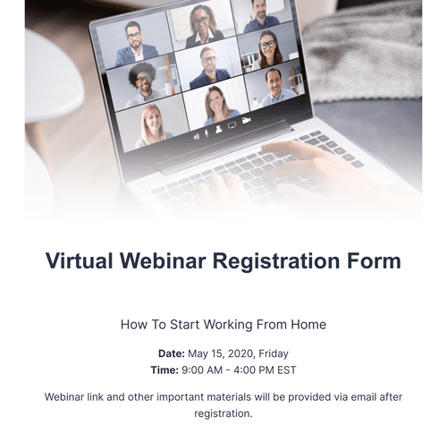 Virtual Webinar Registration Form Template | Jotform
