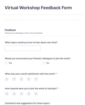 Virtual Workshop Feedback Form Template | Jotform