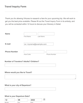 Bucket List Group travel Form Template | Jotform