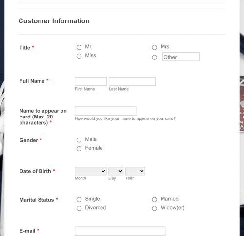 Visa Credit Card Application Form Template | Jotform