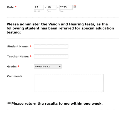 Vision and Hearing Screening Form Template | Jotform