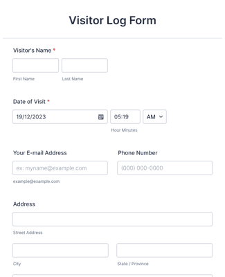 Visitor Log Form Template | Jotform