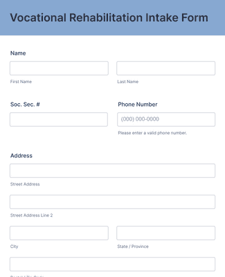 Vocational Rehabilitation Intake Form Template | Jotform