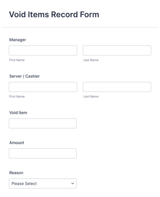 Void Items Record Form Template | Jotform