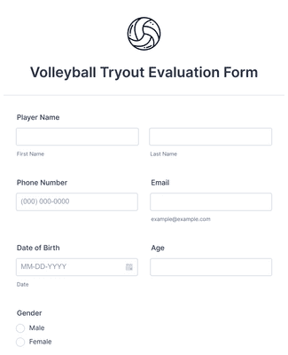 Volleyball Tryout Evaluation Form Template | Jotform