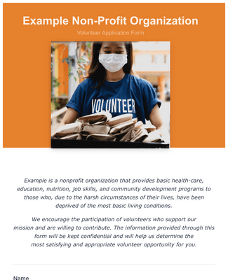 Volunteer Application Form for Non-Profit Form Template | Jotform