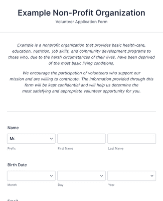 Volunteer Application Form for Non-Profit Form Template | Jotform