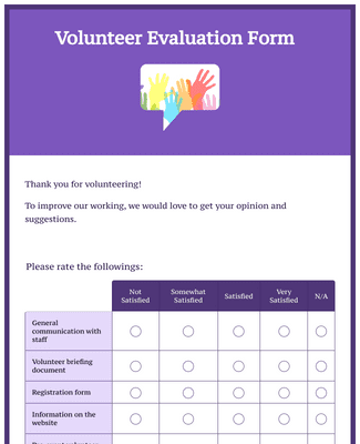 Volunteer Evaluation Form Template | Jotform