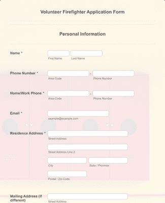Volunteer Firefighter Application Form Template | Jotform