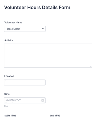 Volunteer Hours Details Form Template | Jotform