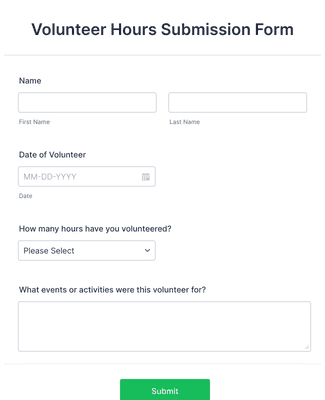 Volunteer Hours Submission Form Template | Jotform