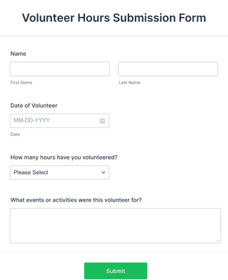 Volunteer Hours Submission Form Template | Jotform