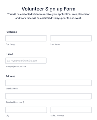 Volunteer Sign up Form Template | Jotform