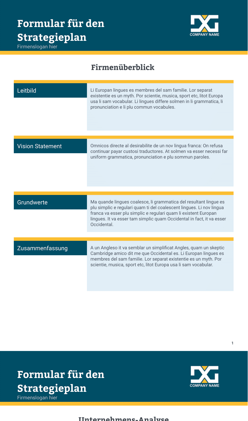 Vorlage für ein Formular für den Strategieplan - PDF-Vorlagen | Jotform