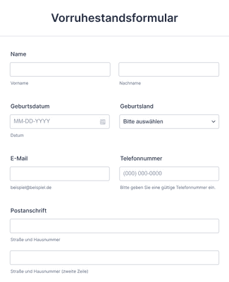 Vorruhestandsformular Formularvorlage | Jotform