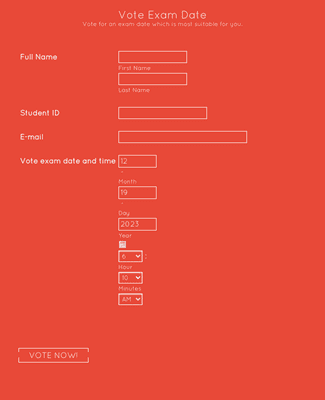 Vote Exam Date - Flat Color Form Template | Jotform