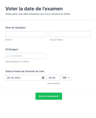 Voter la date de l'examen Modèle du formulaire | Jotform