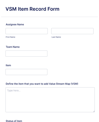 VSM Item Record Form Template | Jotform