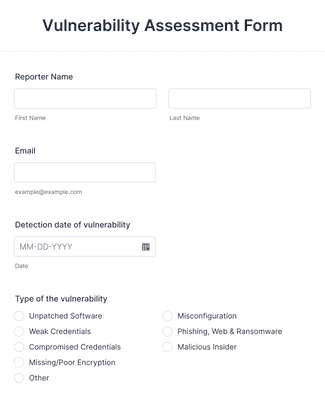Vulnerability Assessment Form Template | Jotform