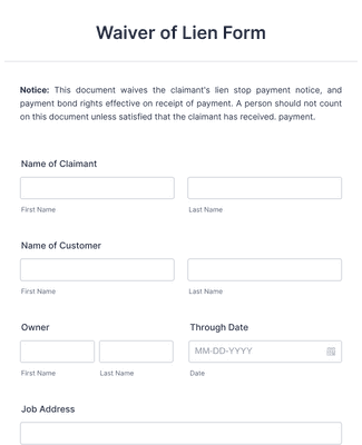 Waiver of Lien Form Template | Jotform