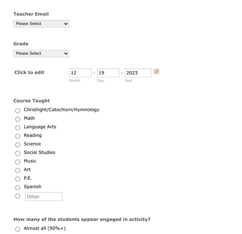Walk Through Observation Template