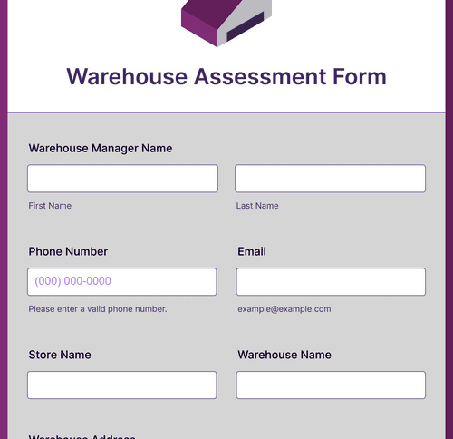 Warehouse Assessment Form Template | Jotform