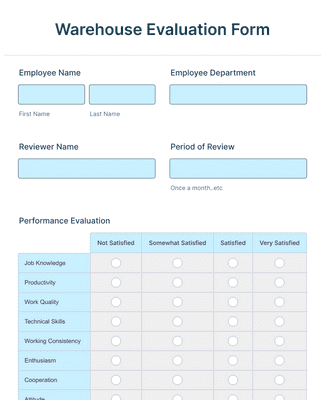 Warehouse Evaluation Form Template | Jotform