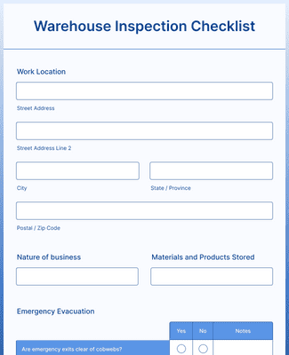 Warehouse Inspection Checklist Form Template | Jotform