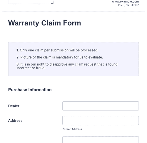 Warranty Claim Form Template | Jotform