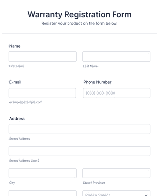 Warranty Registration Form Template | Jotform