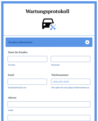 Wartungsprotokoll Formularvorlage | Jotform