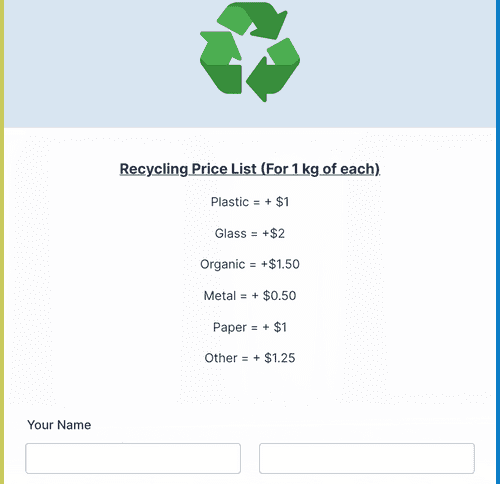 Waste Recycling Form Template | Jotform